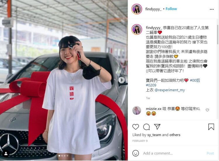 Malaysian Influencer Findy Yong Buys Mercedes-Benz & A House With Her Own Earnings - Hype Malaysia