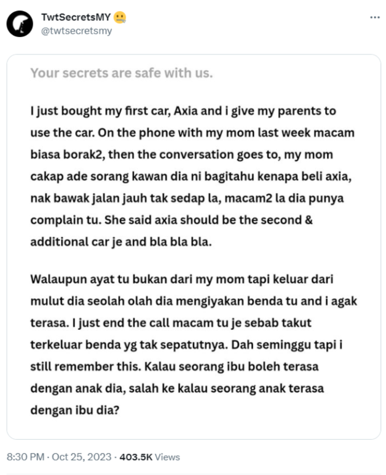 M’sian Netizen Hurt By Mom’s Degrading Comments About Perodua Axia ...