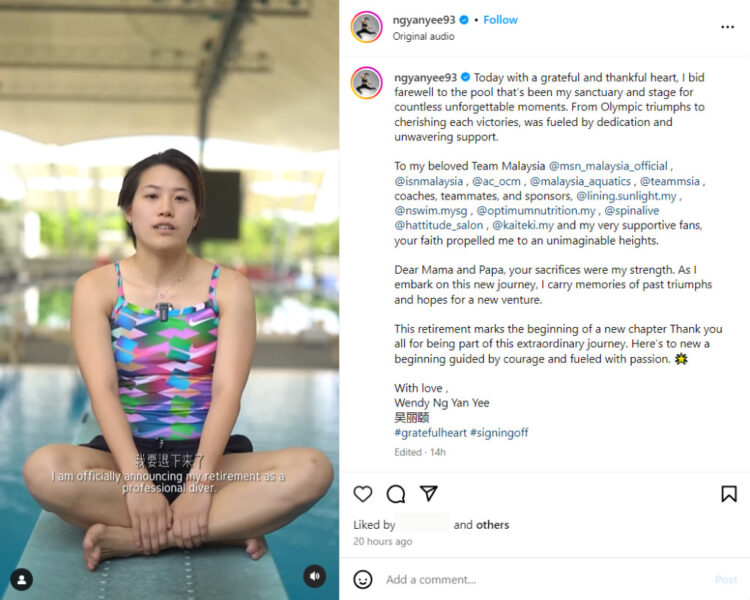 (Video) National Diver Wendy Ng Yan Yee Announces Retirement; Hints At ...