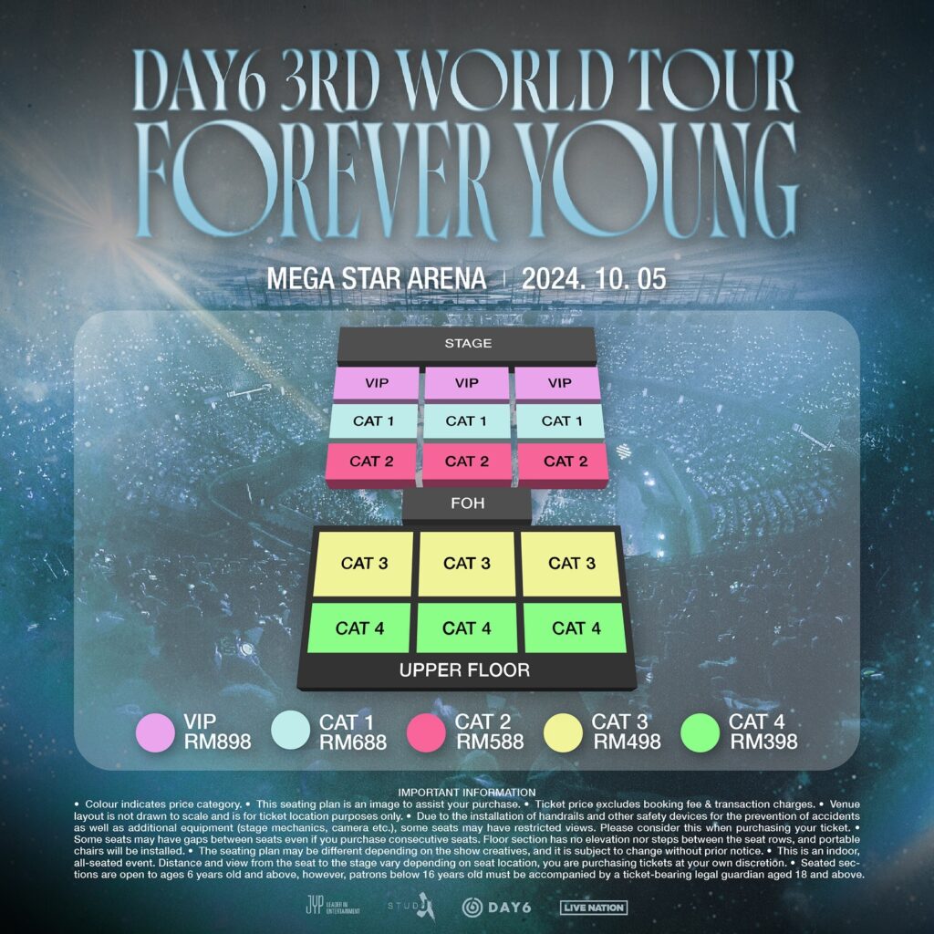 Ticketing & Seating Plan For DAY6's "Forever Young" Concert In KL ...