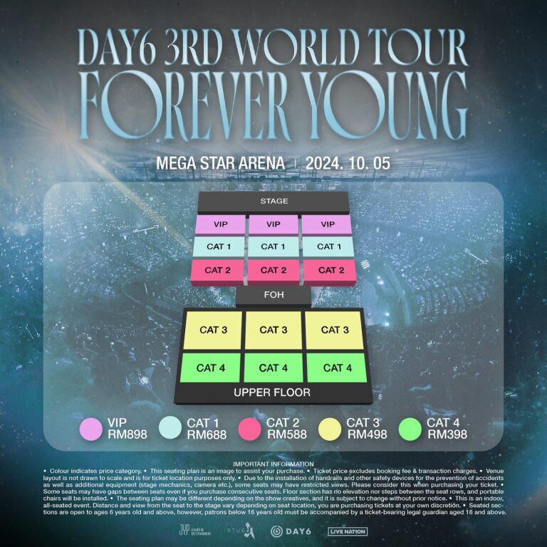 Ticketing & Seating Plan For DAY6's "Forever Young" Concert In KL ...