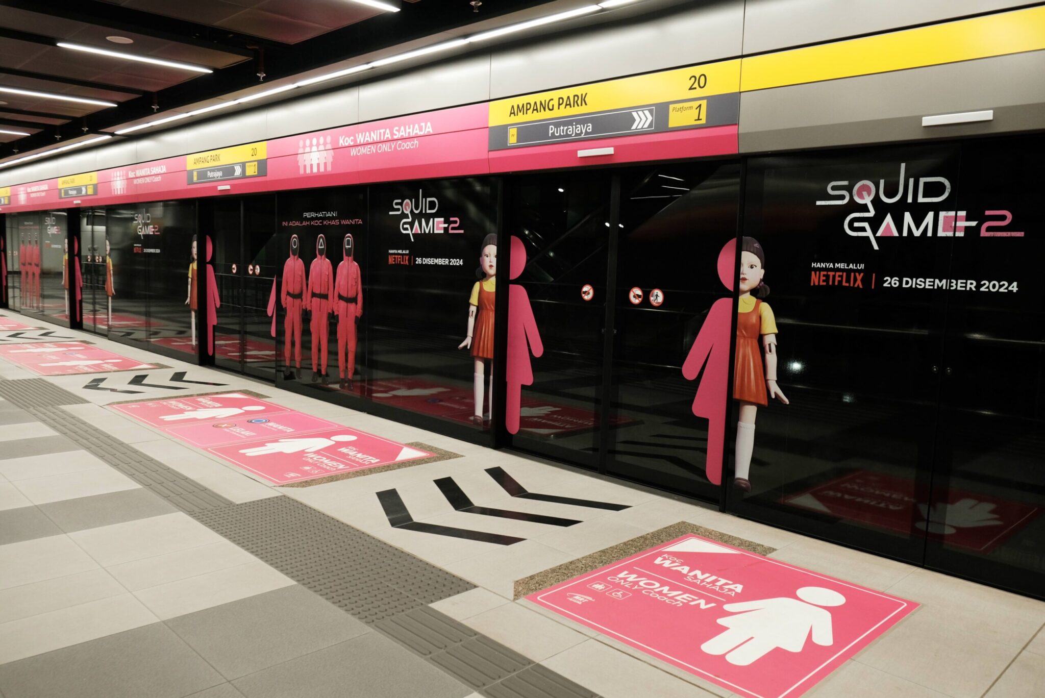(Photos) Squid Game: Season 2 Takes Over MRT Ampang Park Station - Hype Malaysia
