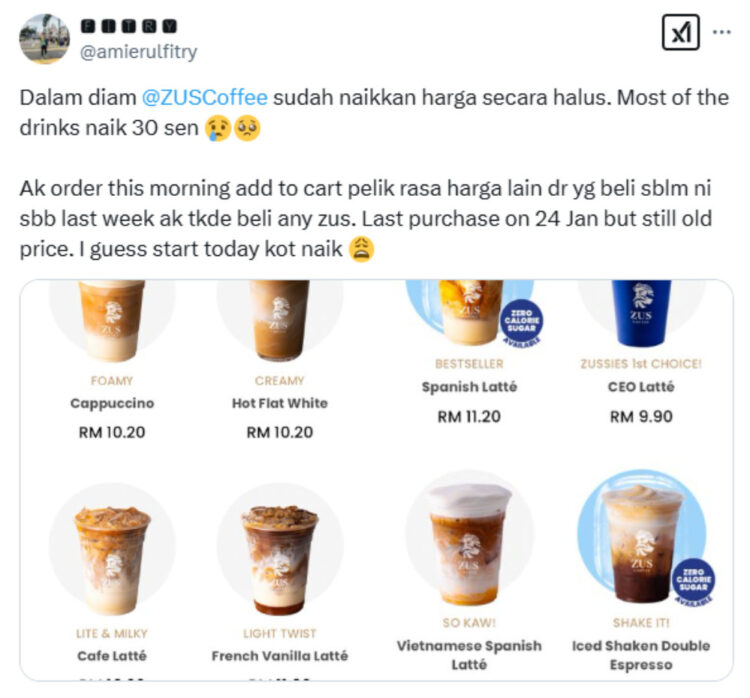ZUS Coffee Explains Their Sudden Price Increase - Hype Malaysia